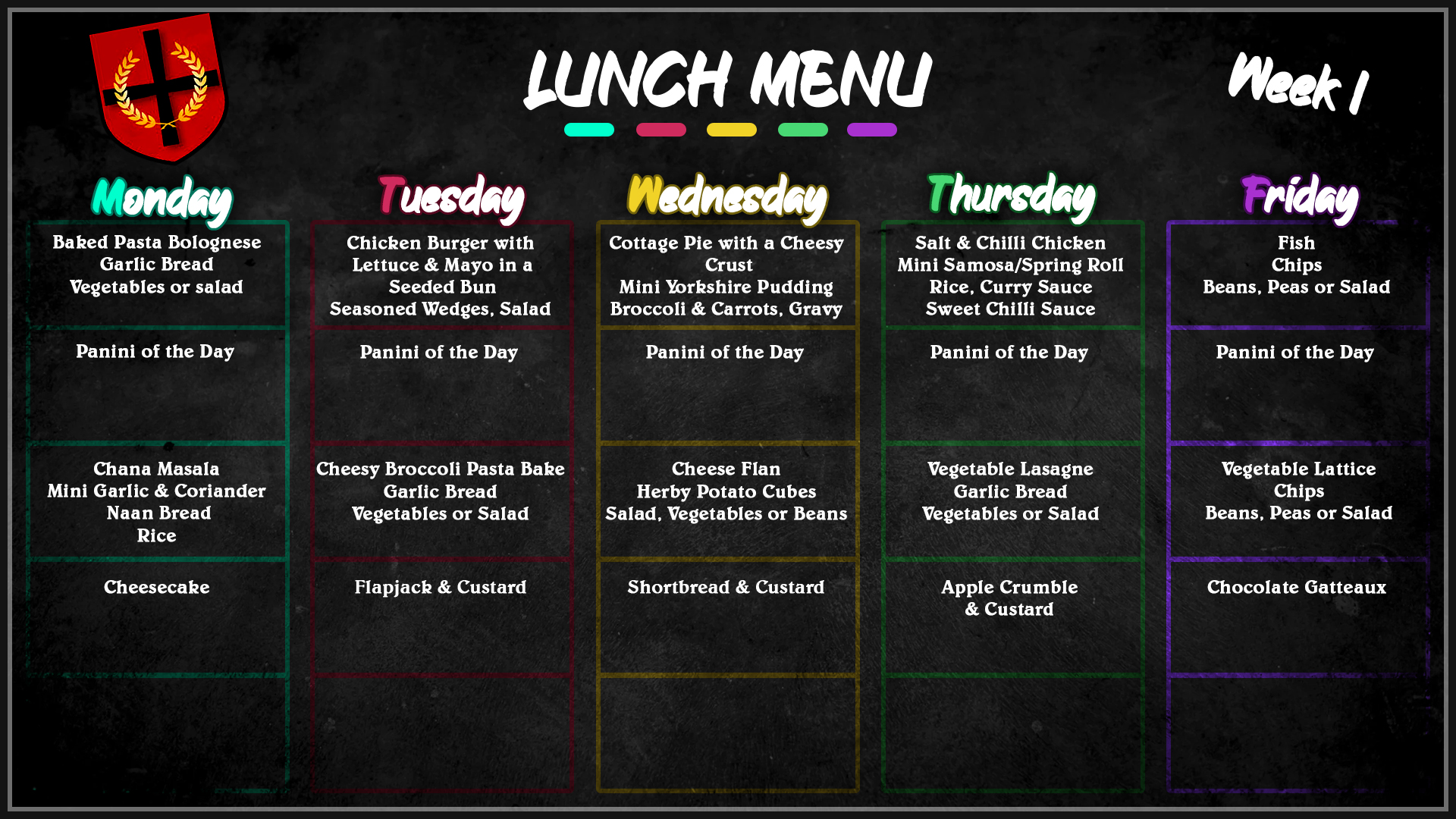 School Lunch Menu - English Martyrs' Catholic School
